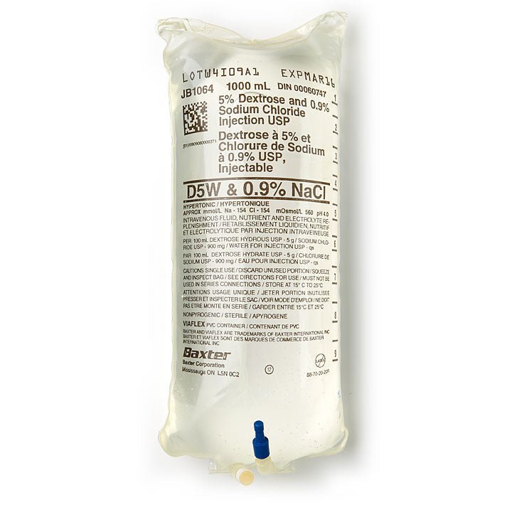 Baxter Dextrose 5% and Sodium Chloride 0.9% – 1000 mL – Birth Supplies ...