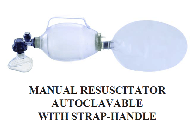 Autoclavable Manual Resuscitator BVM w/ Strap Handle Silicone Mask ...