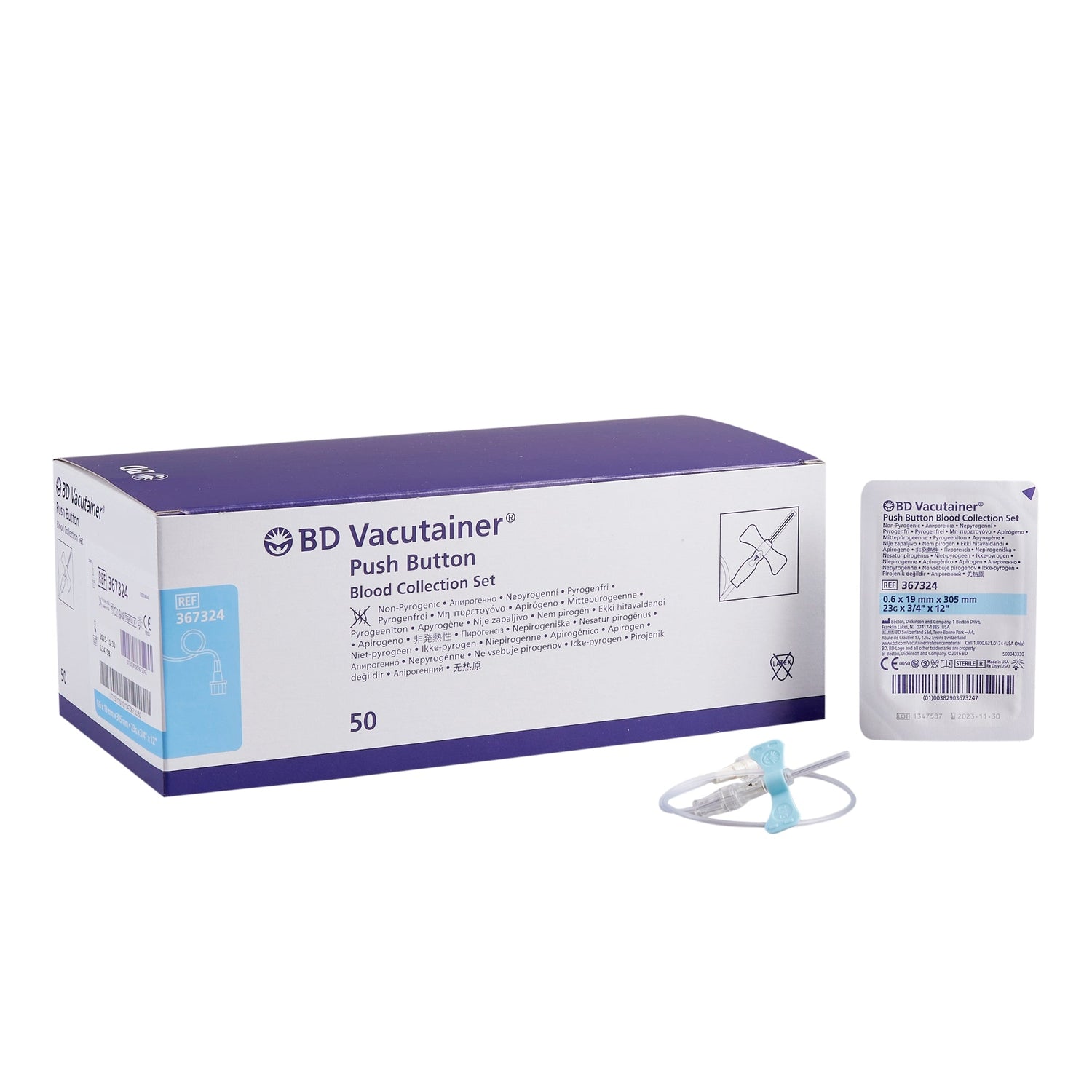 BD Vacutainer Blood Collection Set Push Button Safety In-Vein Needle ...
